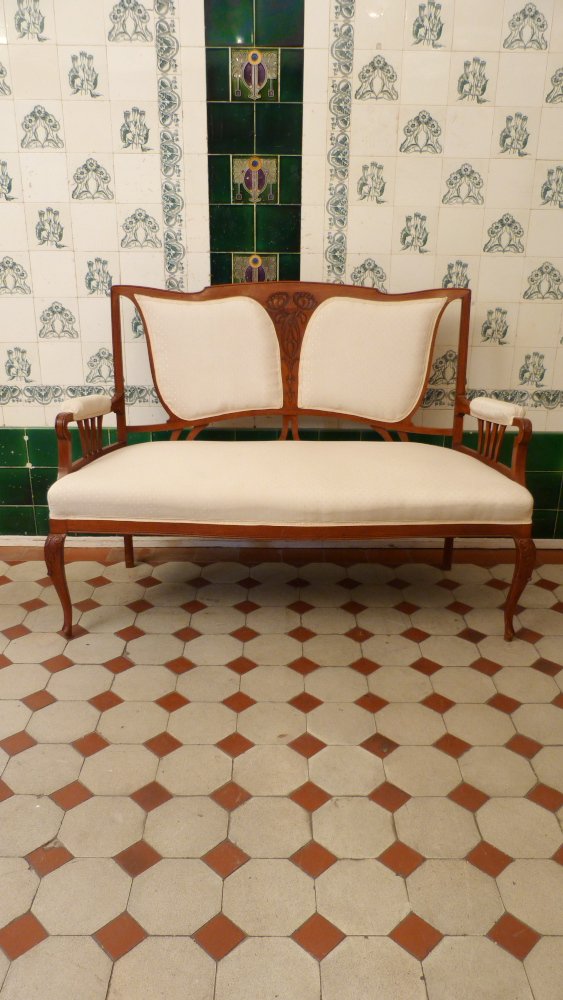 Artikel741-Jugendstil-Sofa Ein formschönes Jugendstil Sofa, Mahagoni um ...