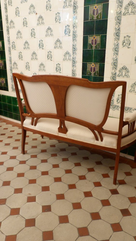 Artikel741-Jugendstil-Sofa Ein formschönes Jugendstil Sofa, Mahagoni um ...