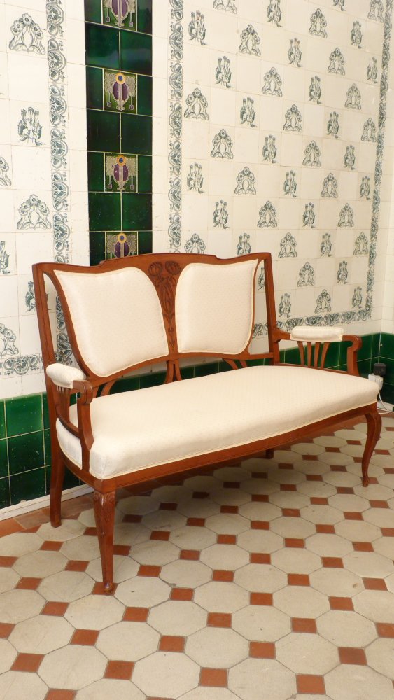 Artikel741-Jugendstil-Sofa Ein formschönes Jugendstil Sofa, Mahagoni um ...