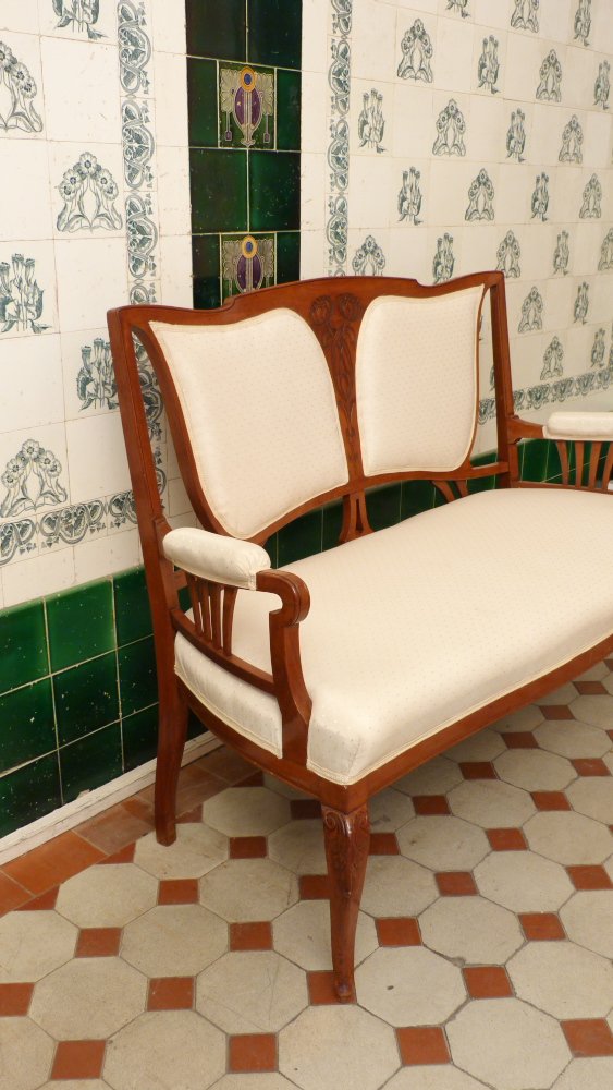Artikel741-Jugendstil-Sofa Ein formschönes Jugendstil Sofa, Mahagoni um ...